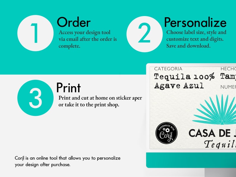 Customizable Tequila Bottle Label: Casamigos Blanco Style (digital ...