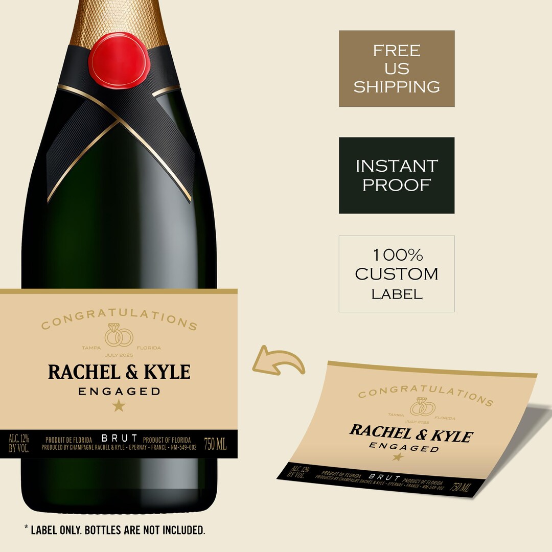 Custom Champagne Label. 750ml. Free US Shipping. - Etsy