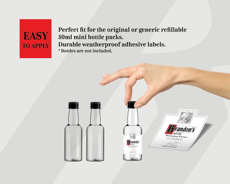 Custom Mini Vodka Labels: Personalized 50ml Bottle Stickers - Etsy