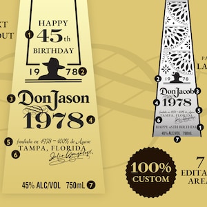 Custom Don Julio 1942 Tequila Label: Birthday Gift, Gold Metallic ...