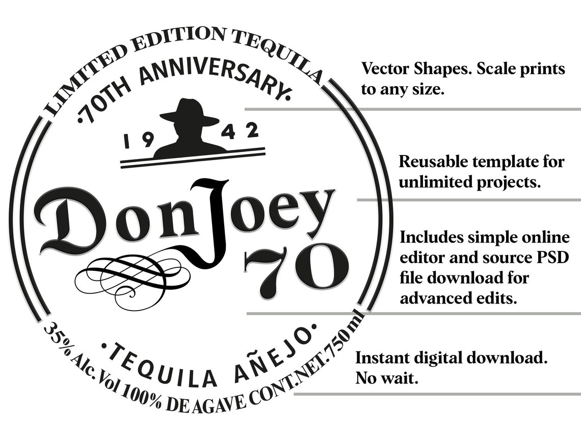 Don Julio 70th Anniversary Label for Name Customization - Etsy