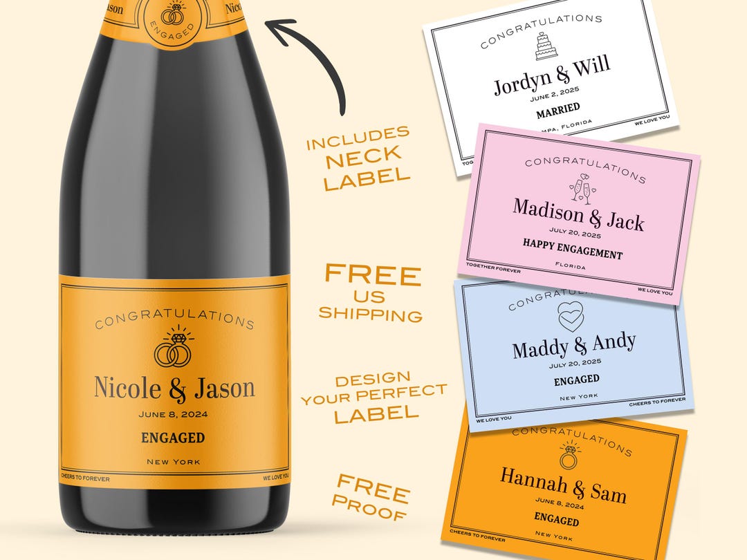 Custom Champagne Label: Personalized Wedding, Engagement, Bachelorette ...