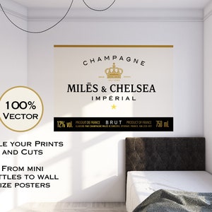 Champagne Label. Easy to Customize Printable Label. Instant Download ...