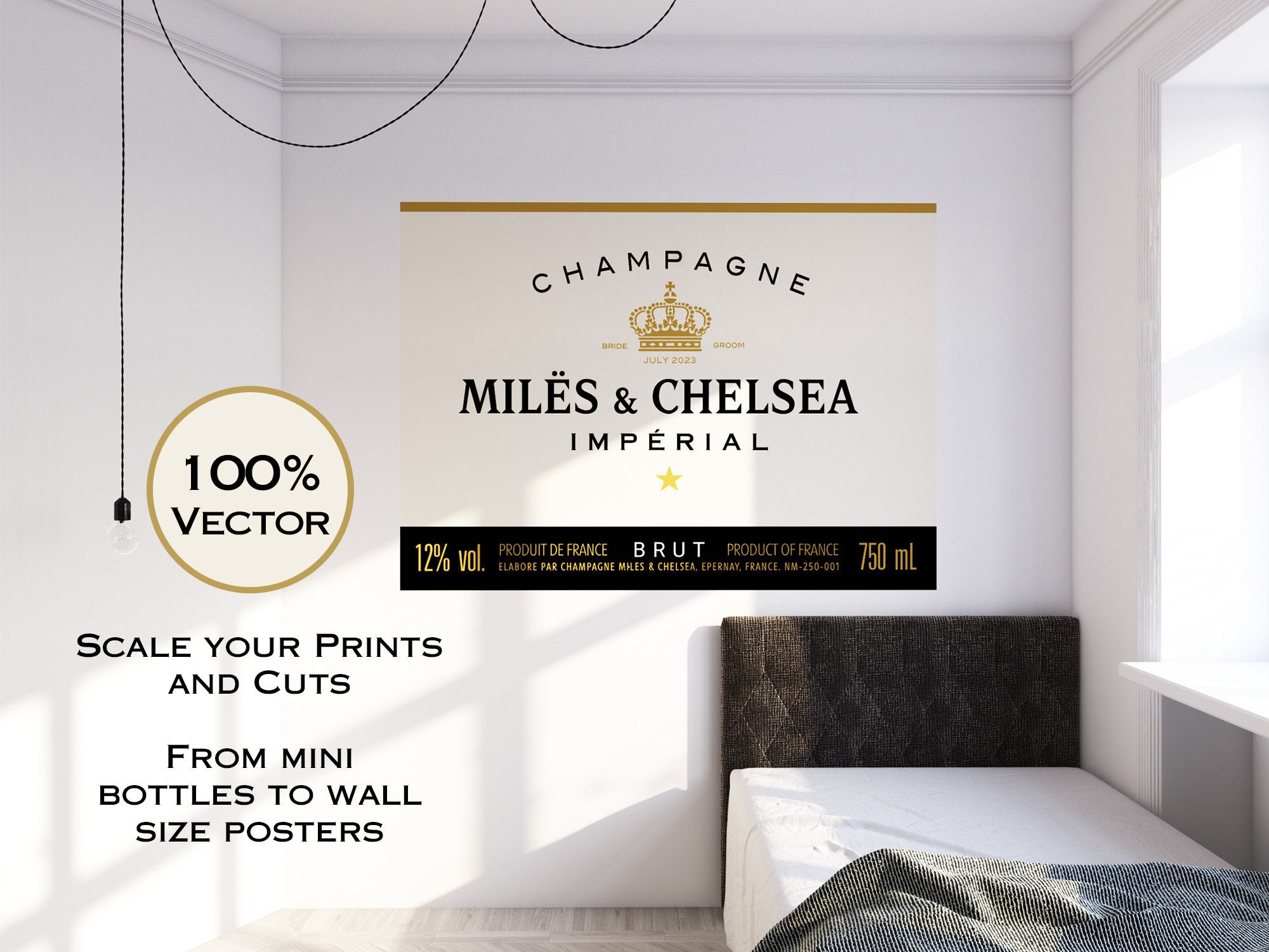 Champagne Label. Easy to Customize Printable Label. Instant - Etsy