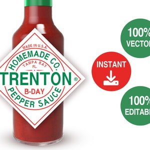 Hot Sauce Label Template. Easy to Customize and Print Pepper Sauce ...