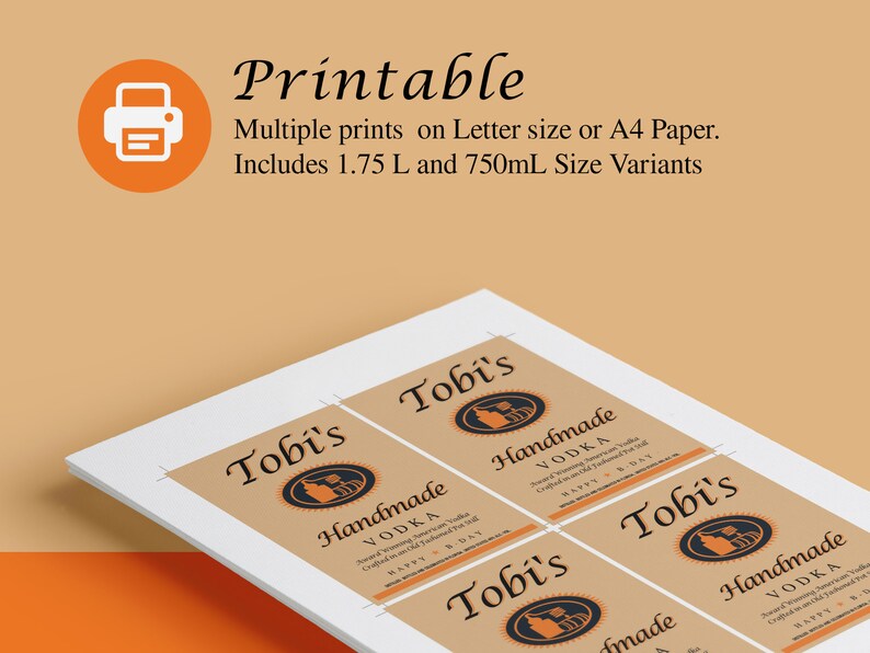 Personalized Vodka Bottle Label: Editable Tito's Style Template - Etsy