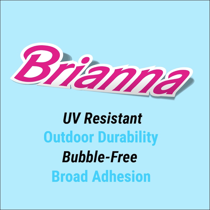 Custom Pink Doll Name Sticker: Waterproof Vinyl Decal - Etsy Australia