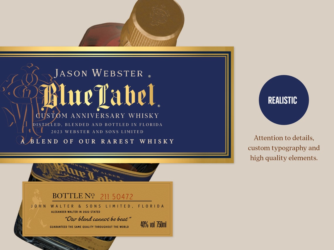 Johnnie Walker Label Blue Label Customize and Personalize - Etsy