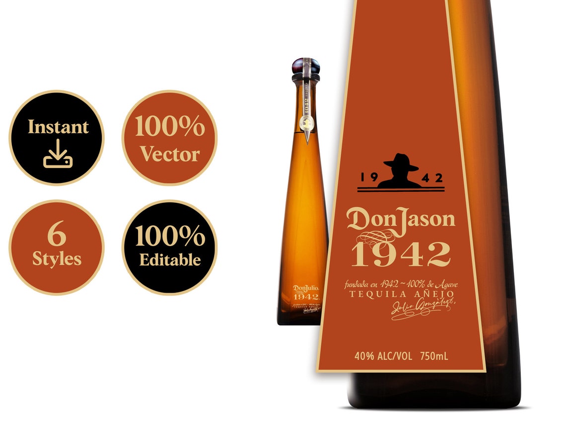 Don Julio 1942 Label for Customization - Instant Digital Download ...