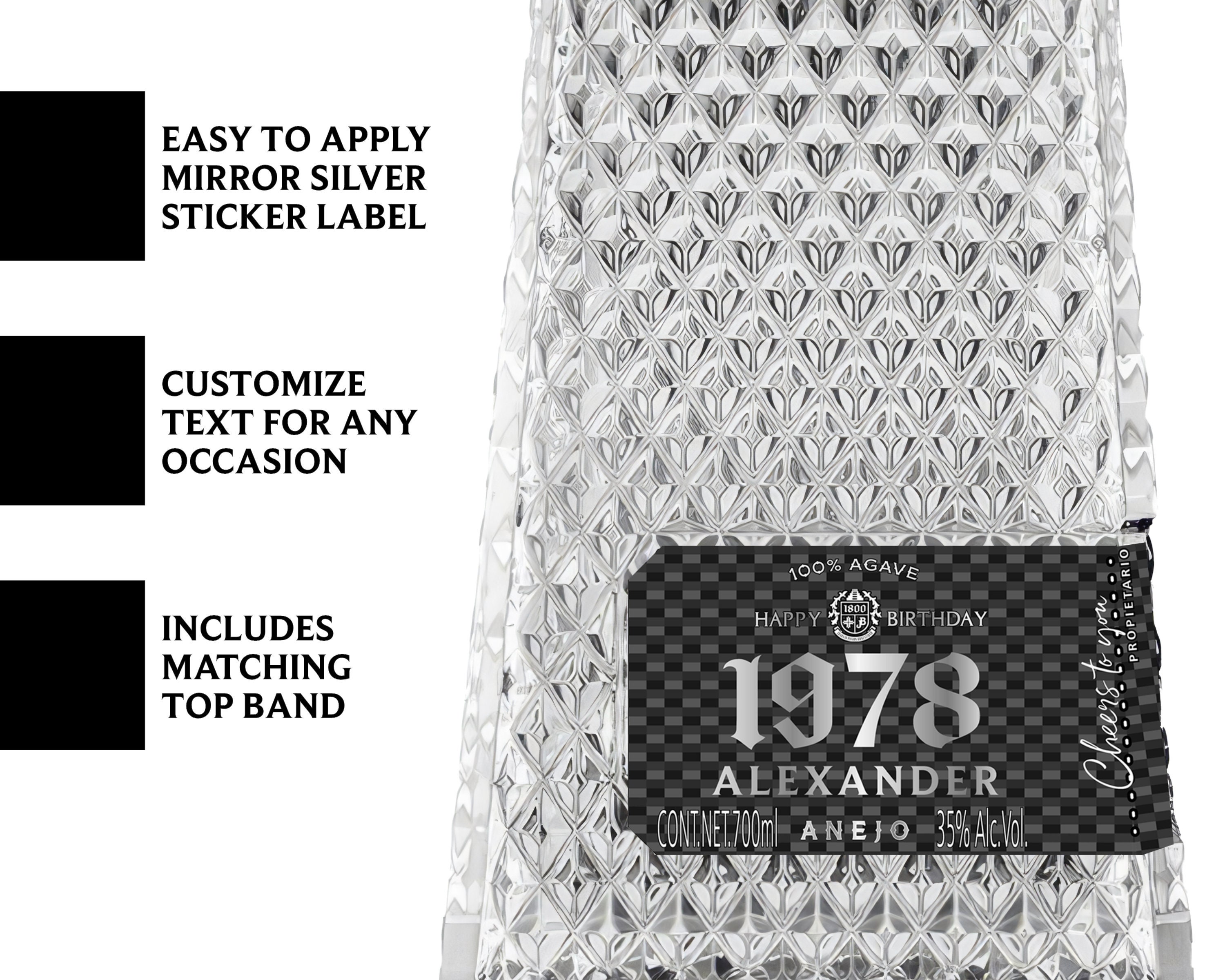Custom Cristalino Tequila Label. Mirror Silver. Free Proofing and Free ...