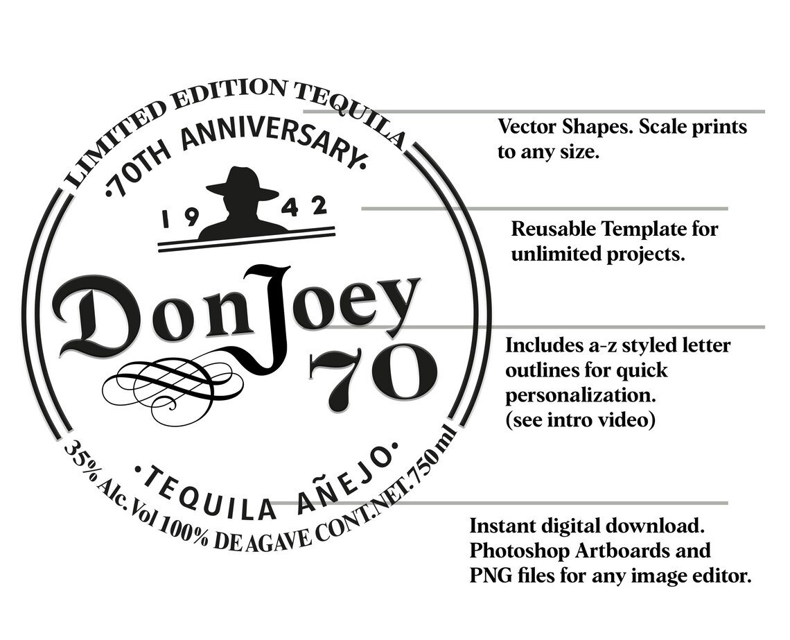 Don Julio 70th Anniversary Label for Name Customization - Etsy