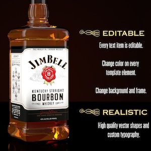 Customizable Jim Beam Label Template: Bourbon Whiskey Replica (instant ...