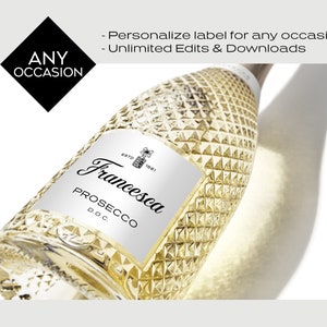 Prosecco Champagne Wine Label Label. Easy to Customize Printable Label ...