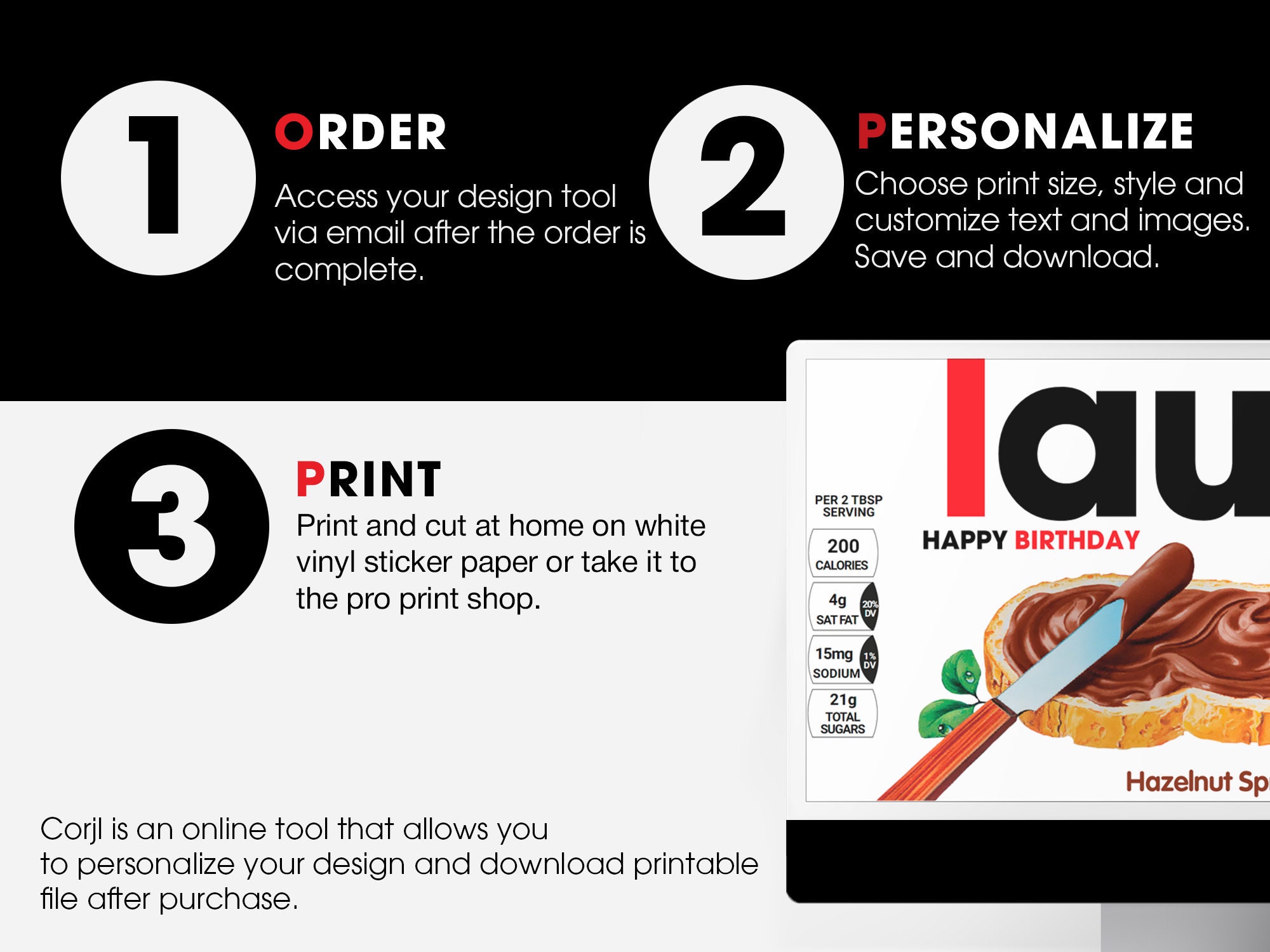 Nutella Label Template. Easy to Customize and Print Hazelnut - Etsy