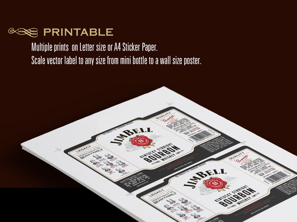 Customizable Jim Beam Label Template: Bourbon Whiskey Replica (instant ...