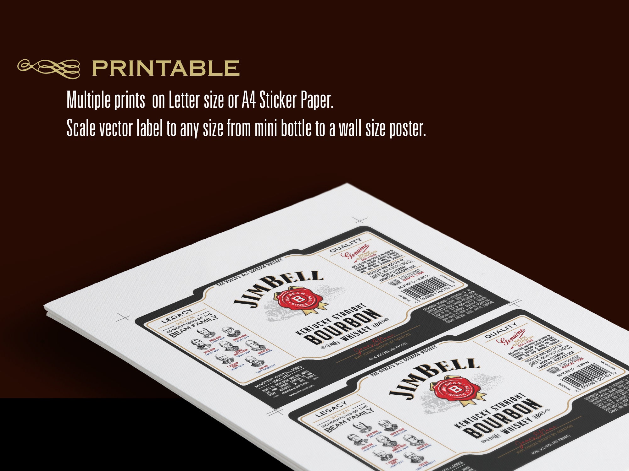Jim Beam Label. Easy to Customize Printable Label. Instant - Etsy Jim Beam Label. Easy to Customize Printable Label. Instant - Etsy