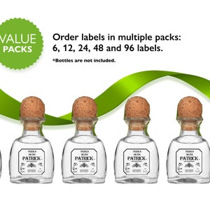 Custom Patron Mini Bottle Label. 50ml Tequila Label for Personalization ...