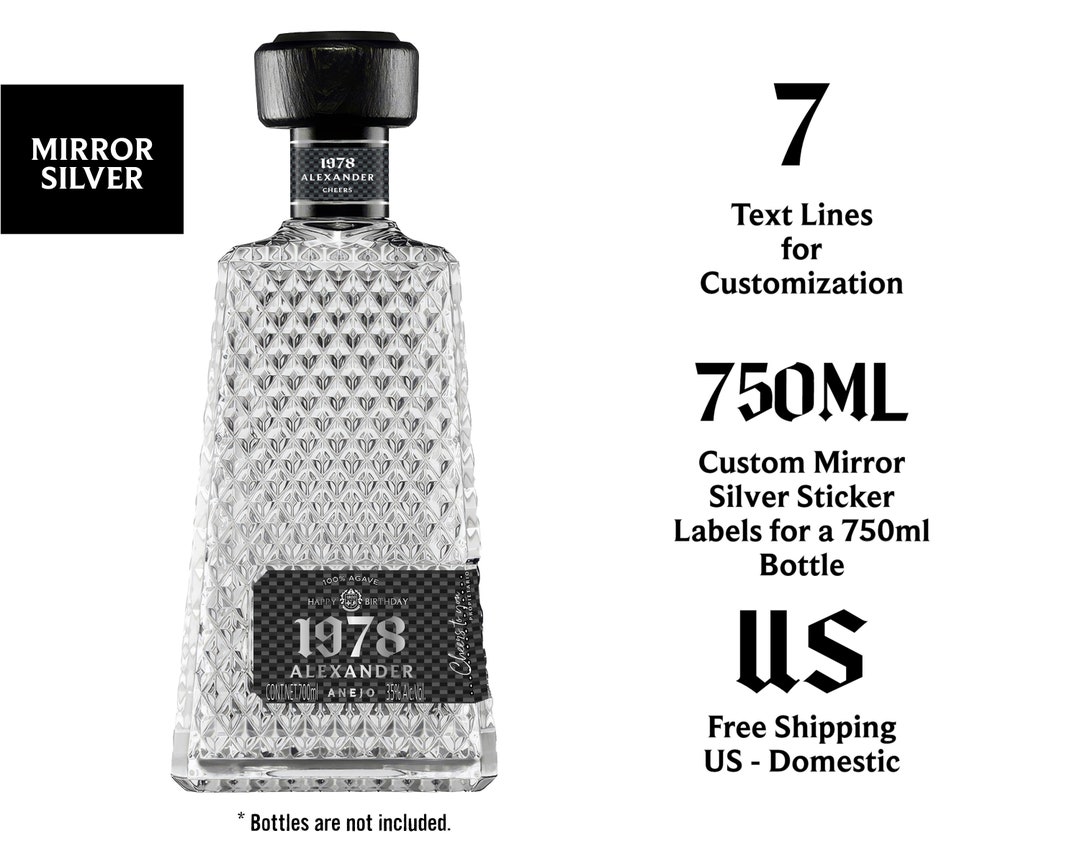 Custom Cristalino Tequila Label. Mirror Silver. Free Proofing and Free ...