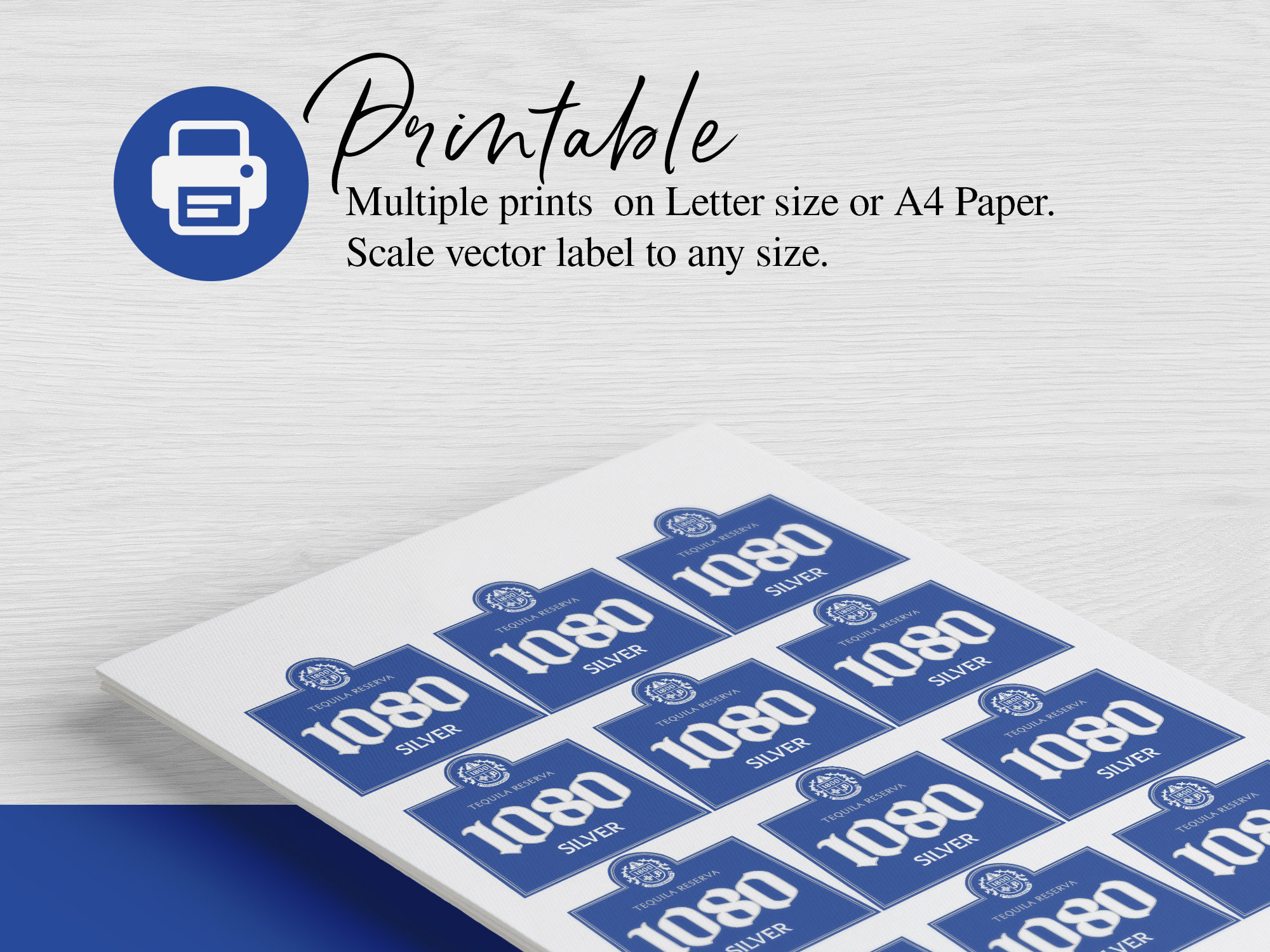 Customizable 1800 Silver Tequila Label: Printable Bottle Label (digital ...