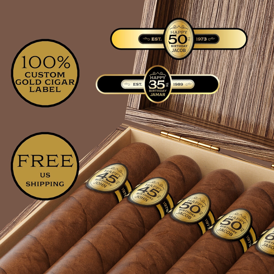 Birthday Cigar Label. Custom Milestone Cigar Band. Birthday Favors ...