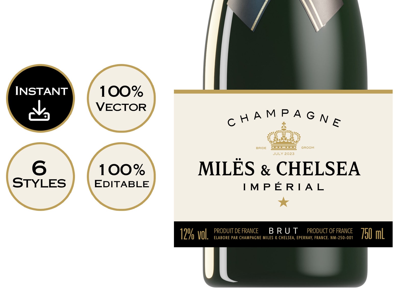Champagne Label. Easy to Customize Printable Label. Instant Download ...