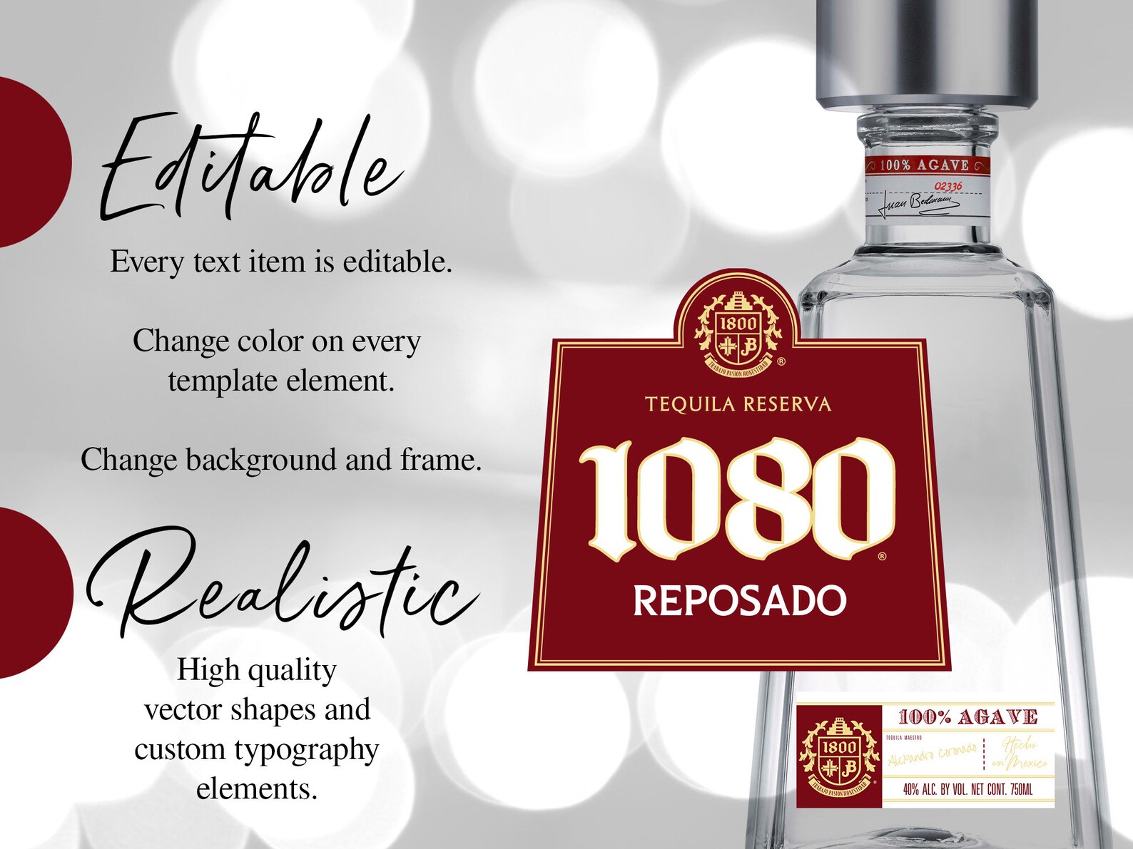 Customizable 1800 Reposado Tequila Label (printable, Editable) - Etsy