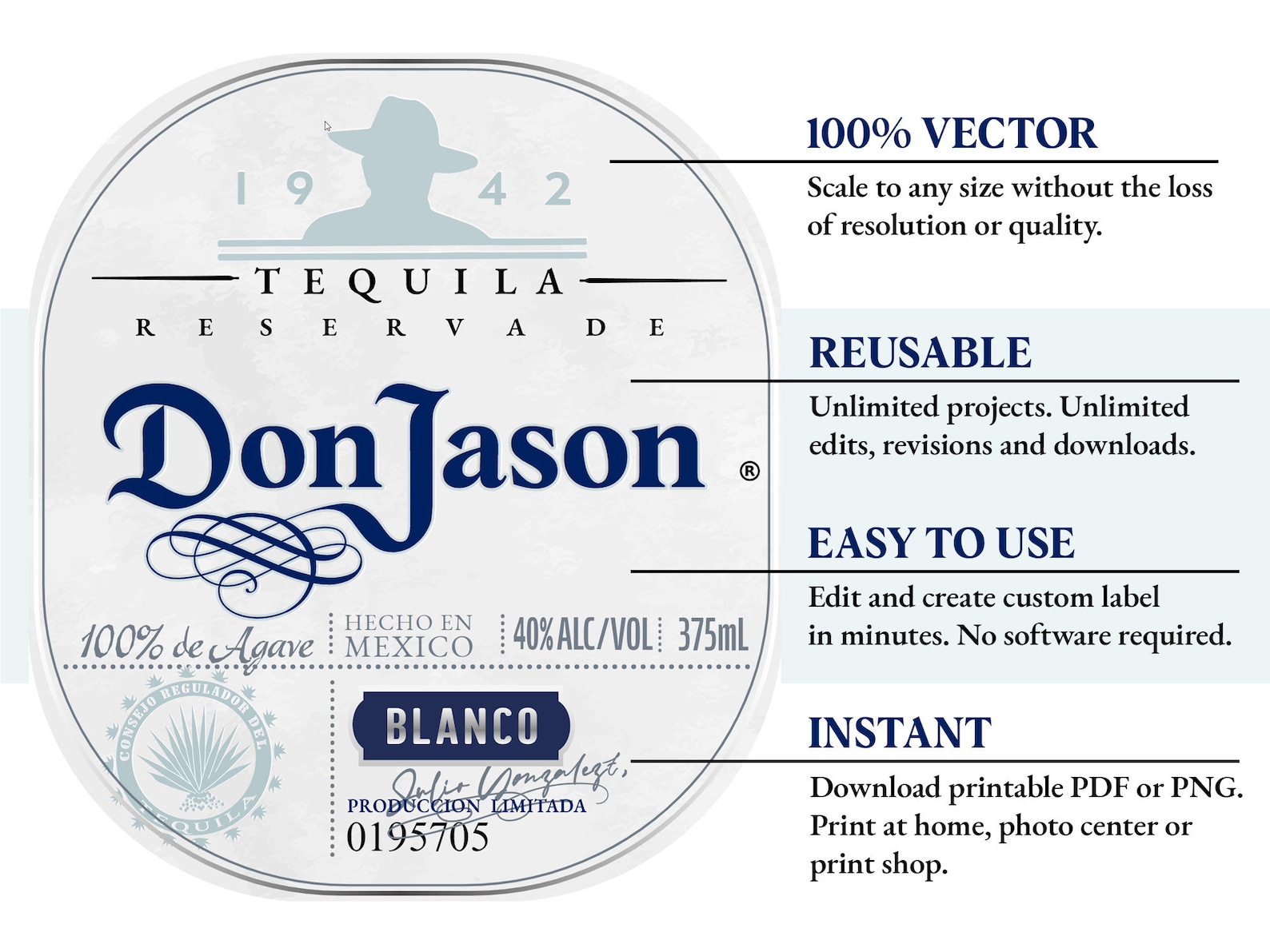 Don Julio Blanco Label Replica Instant Digital Download - Etsy