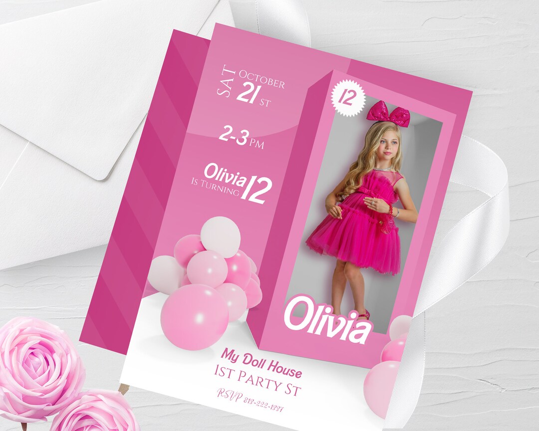 Pink Doll Box Party Invitation. Editable and Customizable Pink Dollie ...