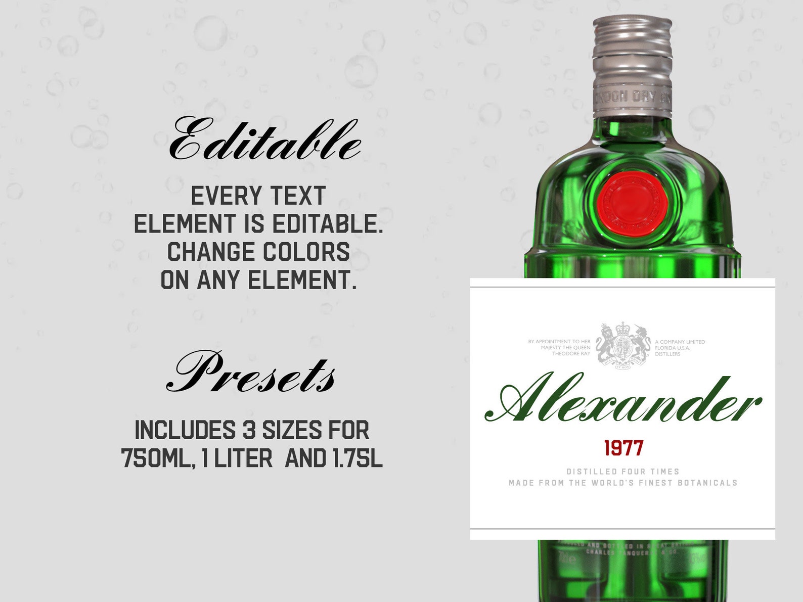 Tanqueray Gin Label Template: Customizable Replica (instant Download ...