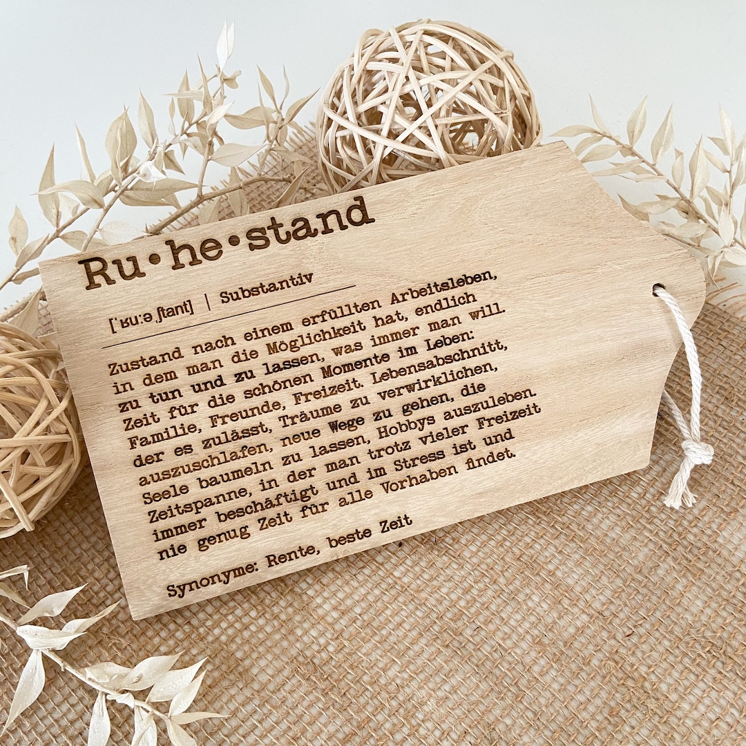 Dekoschild aus Holz / graviert / Definition Ruhestand / Geschenke für ...