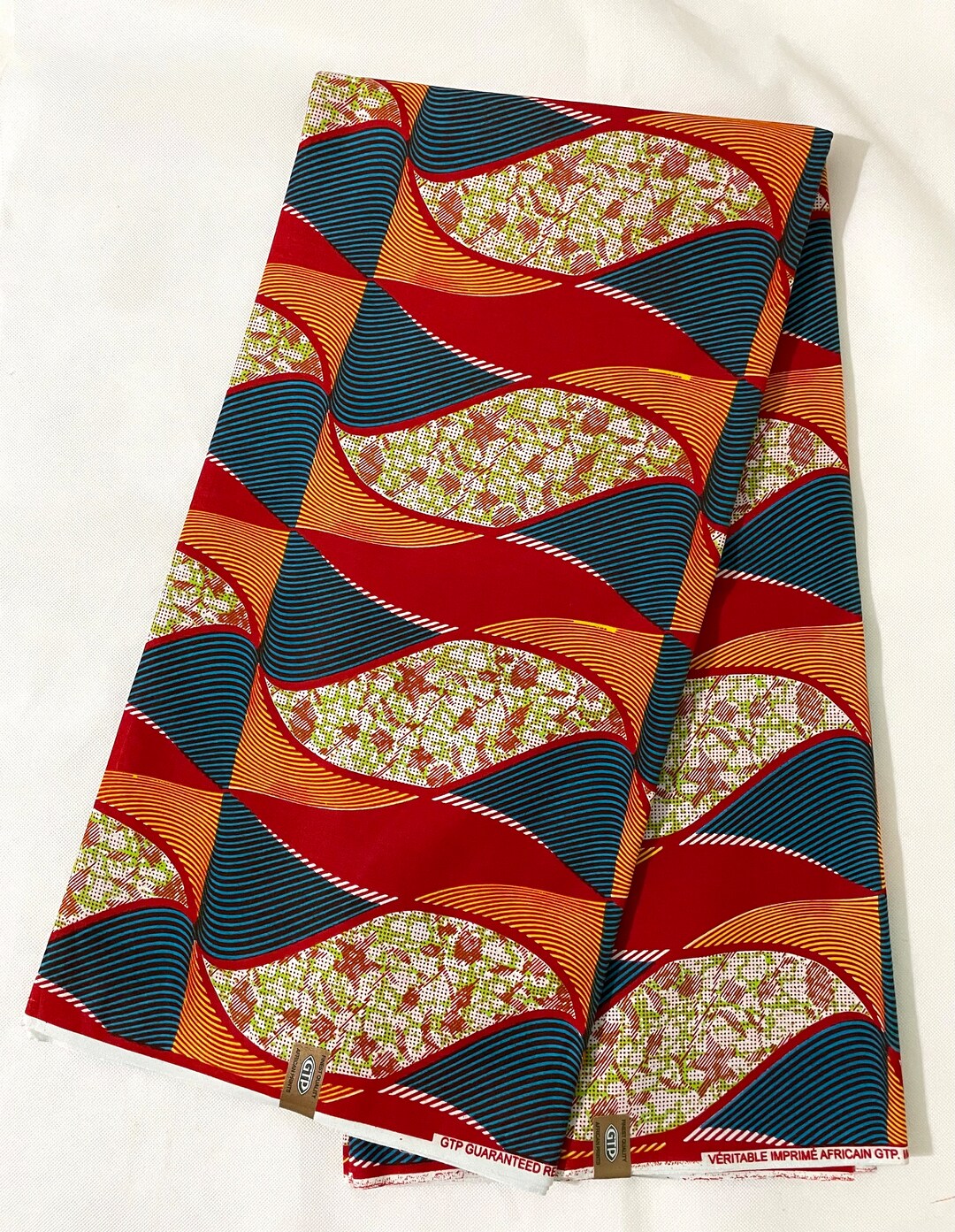 GTP African Wax Print Fabric: Ruby Red, Yellow, Blue, Brown (per Yard ...