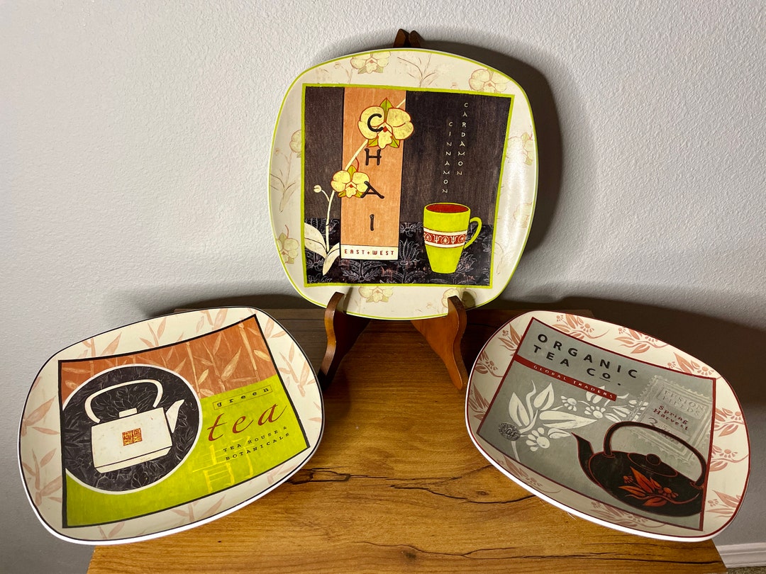 Set of 3 Stoneware Sakura Tea House by Angela Staehling Square Dessert ...