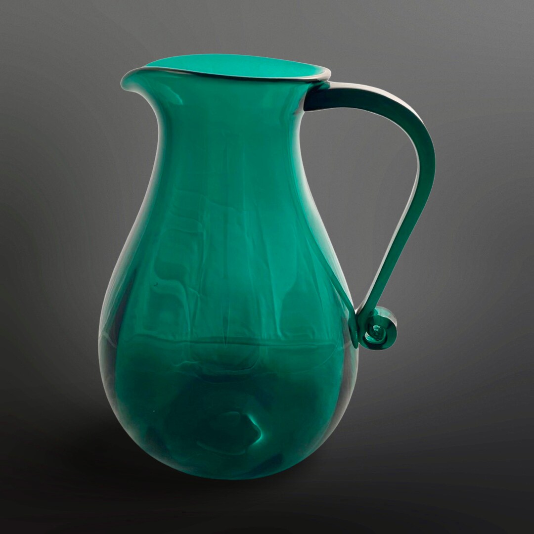 Vintage BLENKO 10 Art Glass Emerald Green Pitcher Richard Blenko 94 ...