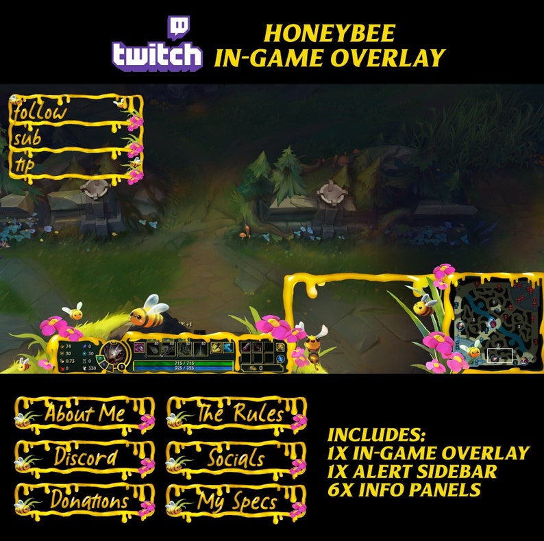 League of Legends Honey Bee Stream Overlay for Twitch In-game Twitch ...