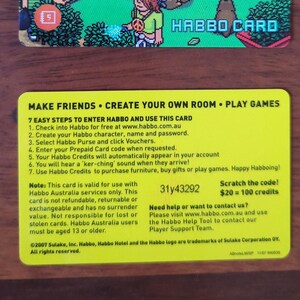 RARE Habbo Hotel Prepaid Habbo Cards From 2007-2009 (CODES USED) - Etsy UK