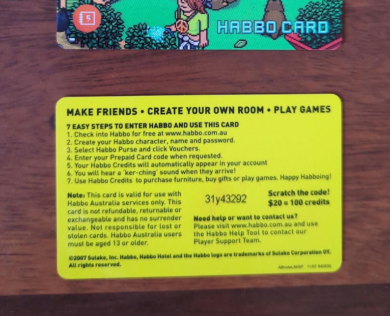 RARE Habbo Hotel Prepaid Habbo Cards From 2007-2009 (CODES USED) - Etsy