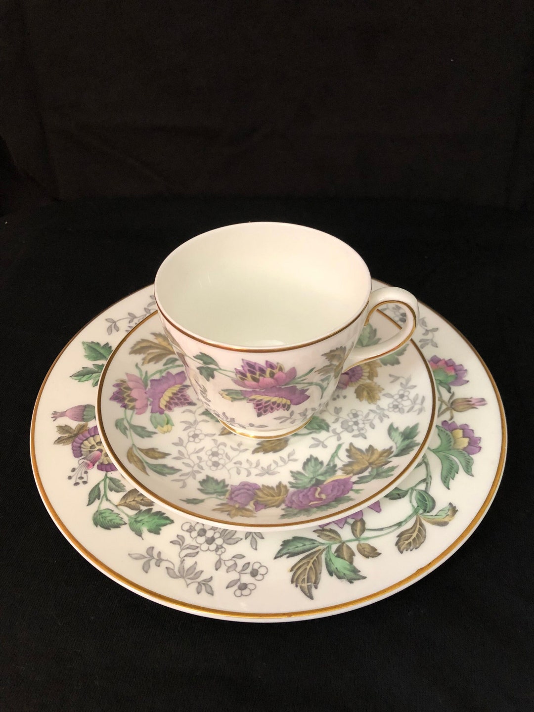 Wedgwood China Avon Lavender W3983 Pattern Peony Plate, Cup, and Saucer ...