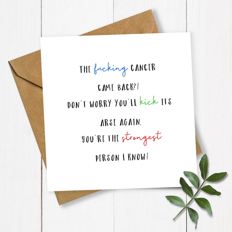 Cancer Came Back Card kick pink, Rude Get Well Soon Card, Cancer Get ...