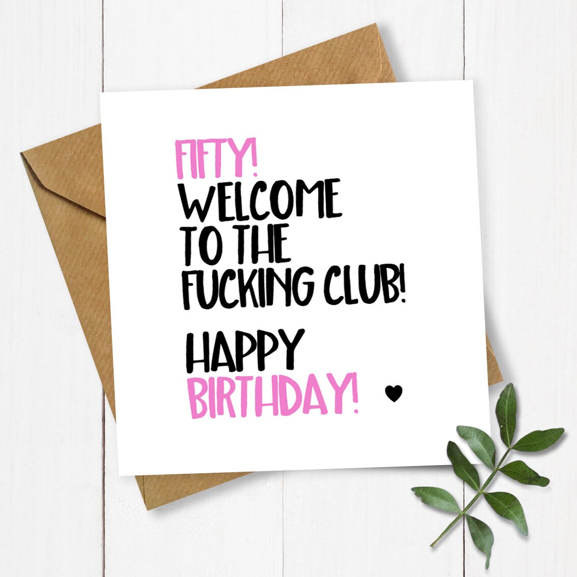 Welcome to the Fucking Club Fifty Birthday Card, 50th Birthday Card ...