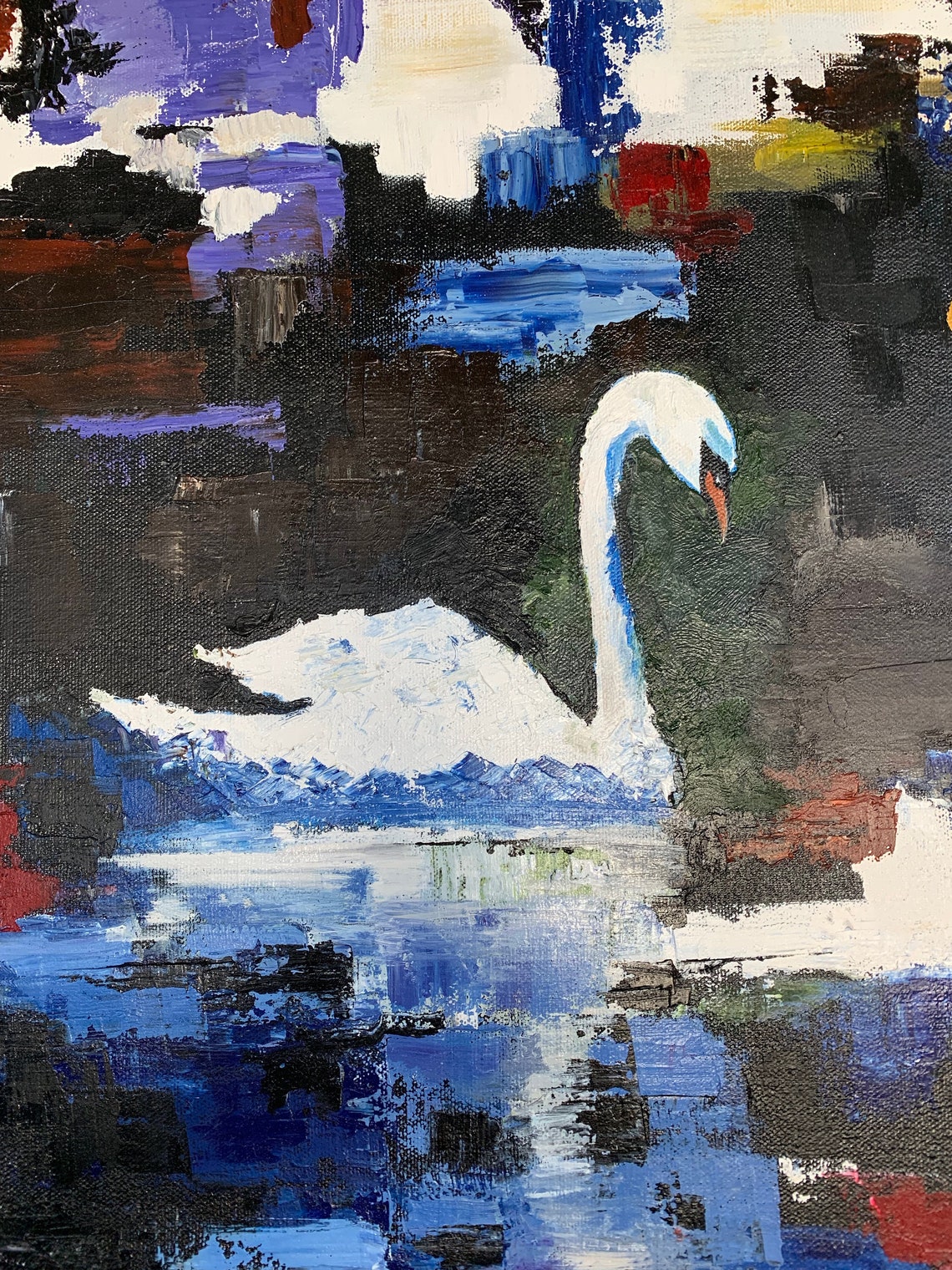 Schwan Malerei | Schwan Ölgemälde | Schwan abstrakt | Schwan Dekor ...