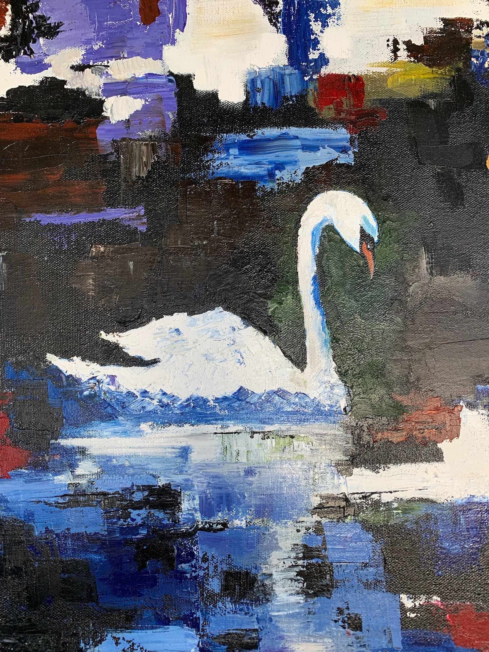 Schwan Malerei | Schwan Ölgemälde | Schwan abstrakt | Schwan Dekor ...