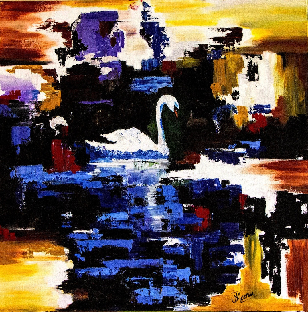 Schwan Malerei | Schwan Ölgemälde | Schwan abstrakt | Schwan Dekor ...