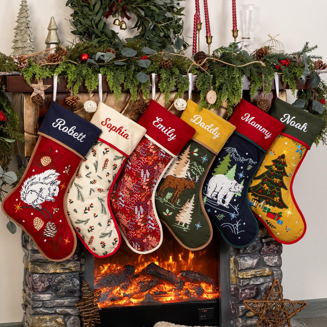 Personalized Christmas Stockings Embroidered Rustic Stocking With ...
