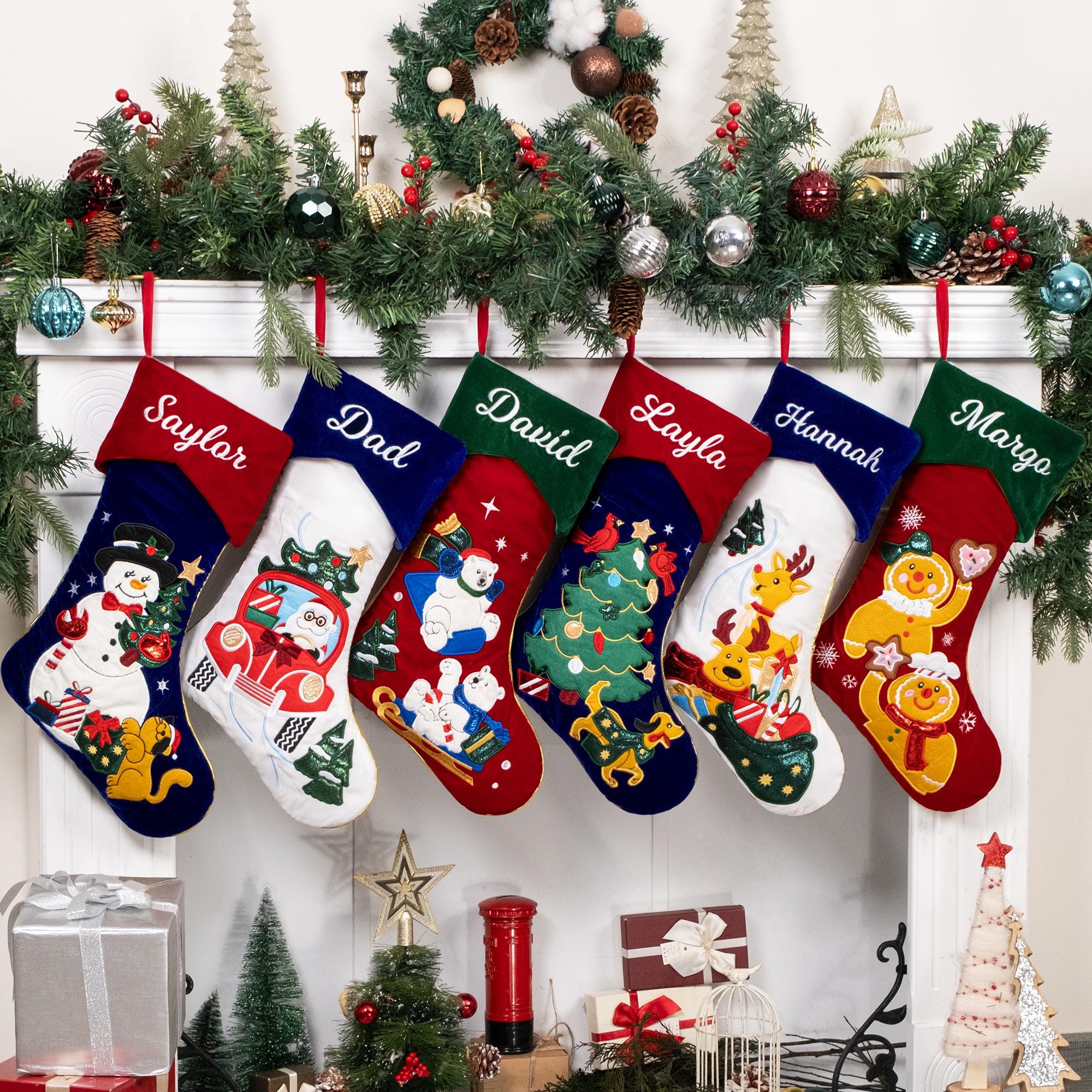 Personalized Christmas Stockings Holiday Embroidered Stocking With ...