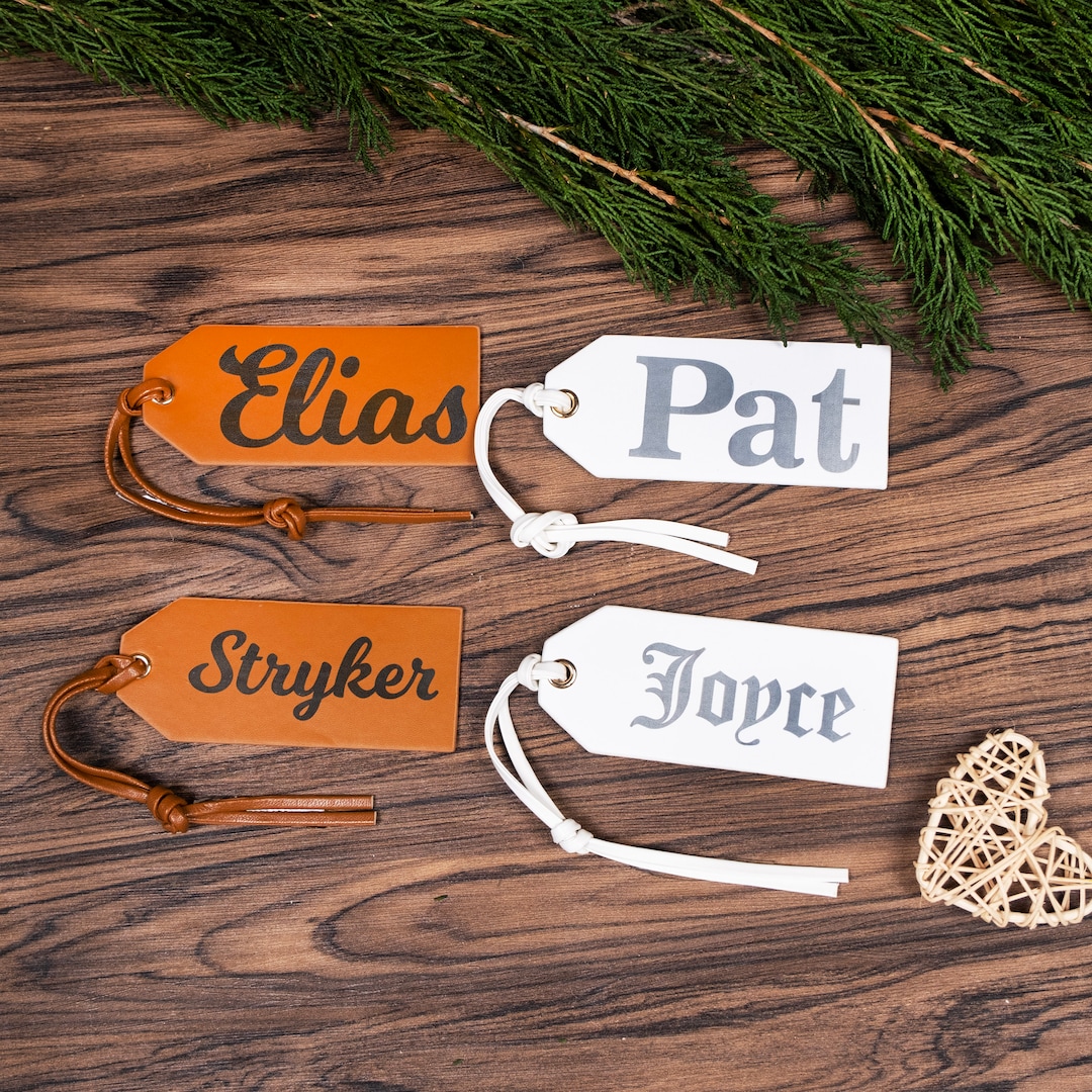 Personalized Stocking Leather Tag for Christmas Decoration Brown Name ...