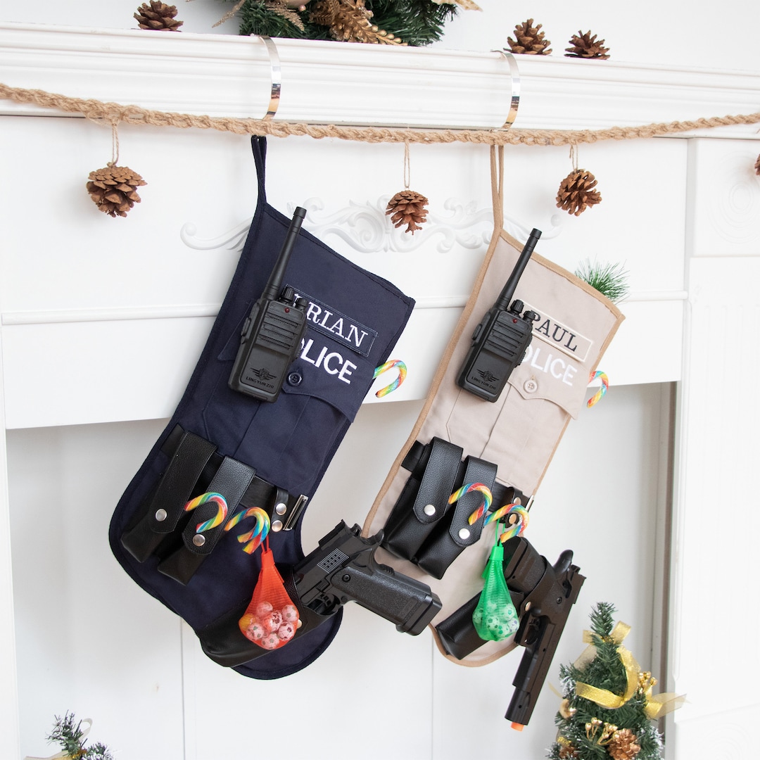 Personalized Christmas Stockings for Police Holiday Stockings With Name ...