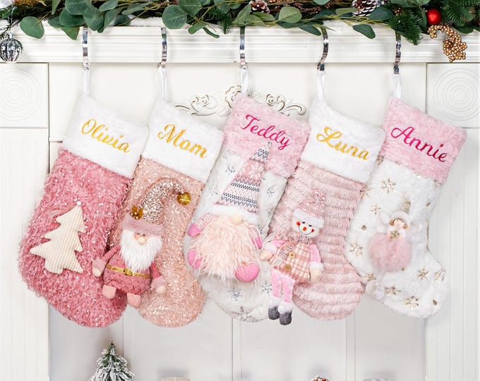 Angel Christmas Stocking, Cream Angel Stocking, Personalized Christmas ...