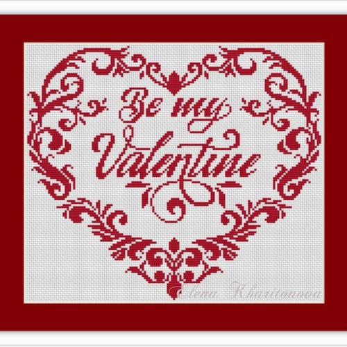 Be My Valetine Cross Stitch Pattern Heart Cross Stitch - Etsy