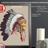 Native American Indian Chief Counted Cross Stitch Pattern Indian Chief ...