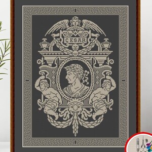 Gaius Julius Caesar Cross Stitch Pattern Monochrome Sampler Embroidery ...